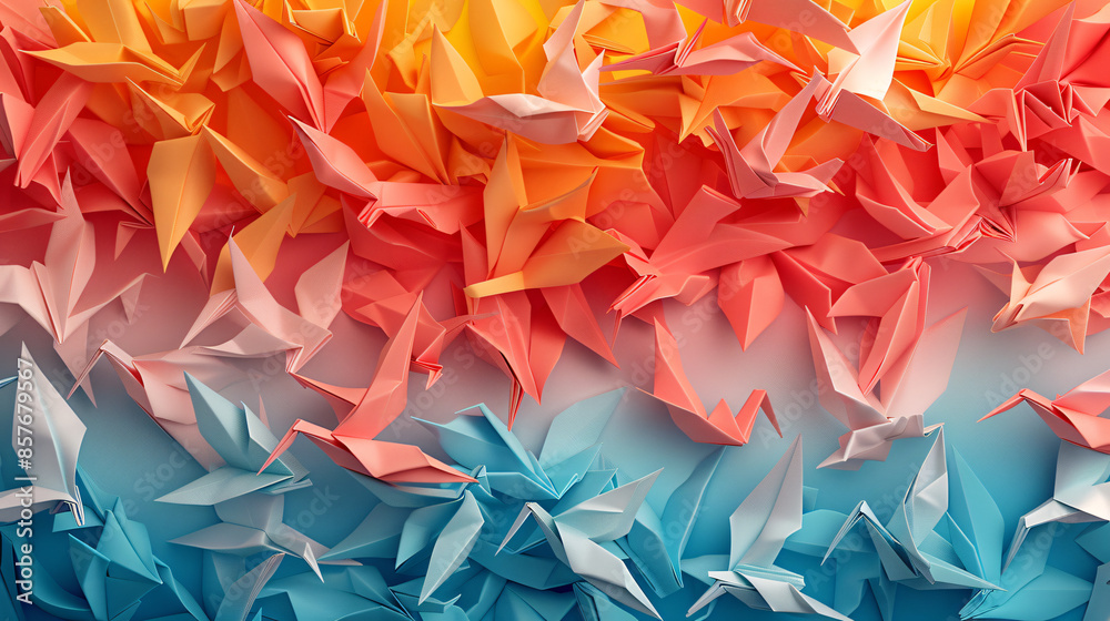 An intricate abstract 3D background featuring Japanese origami patterns ...