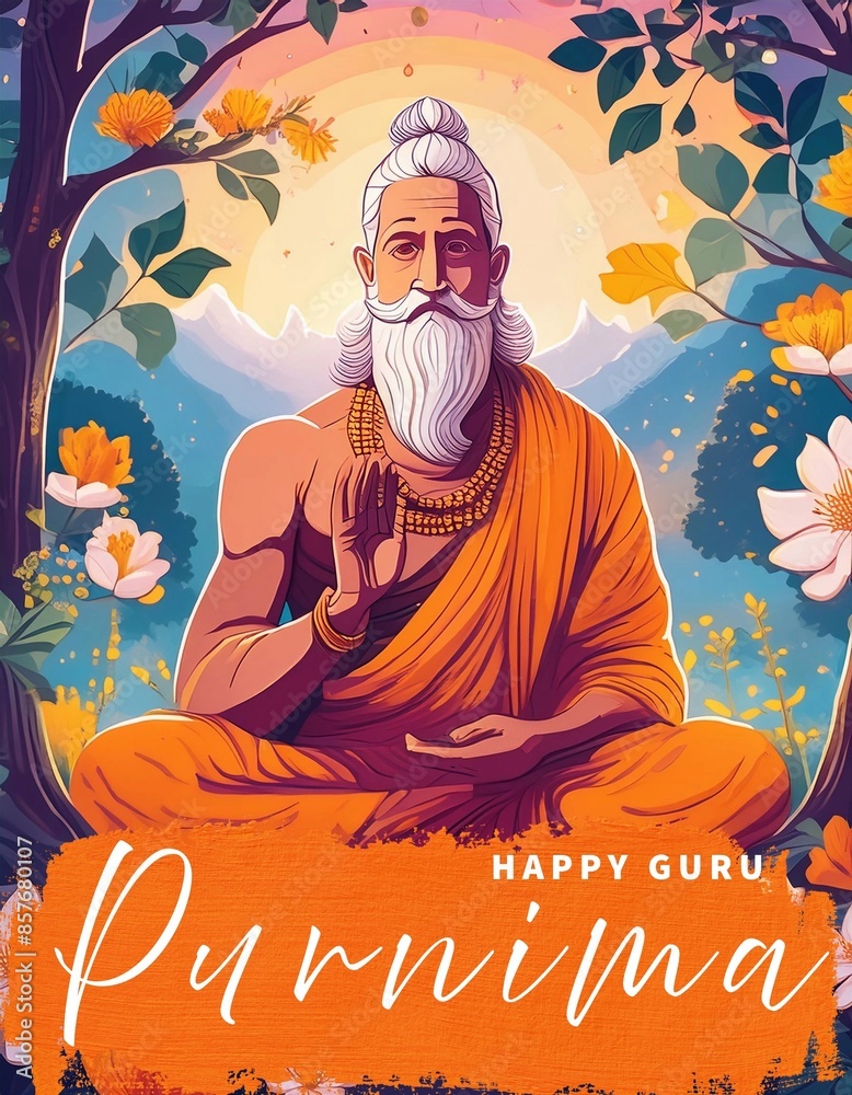 Guru Purnima Poster Design for Social Media Post, Template Banner etc ...