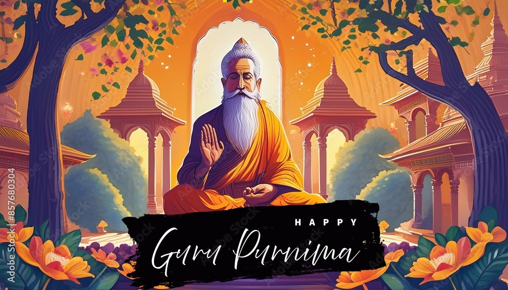 Guru Purnima Poster Design for Social Media Post, Template Banner etc ...
