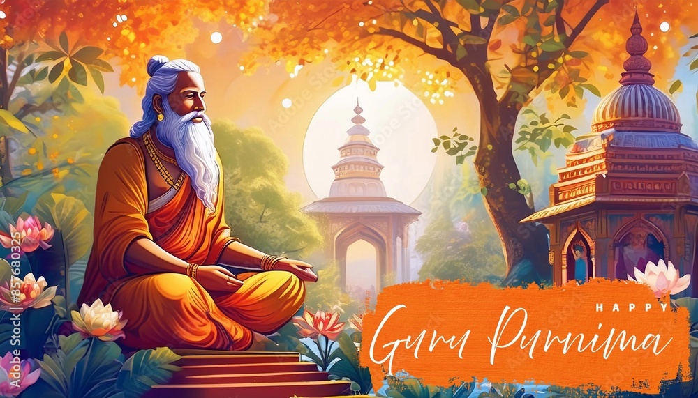Guru Purnima Poster Design for Social Media Post, Template Banner etc ...