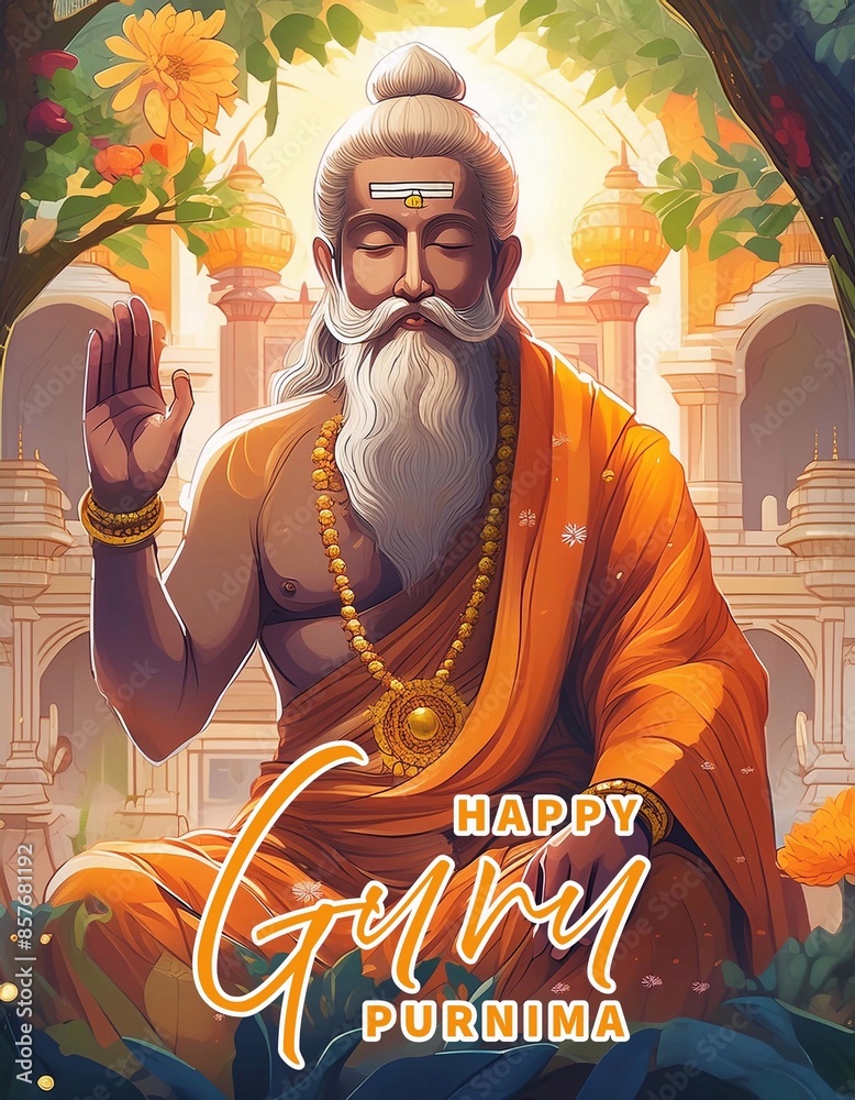 Guru Purnima Poster Design for Social Media Post, Template Banner etc ...