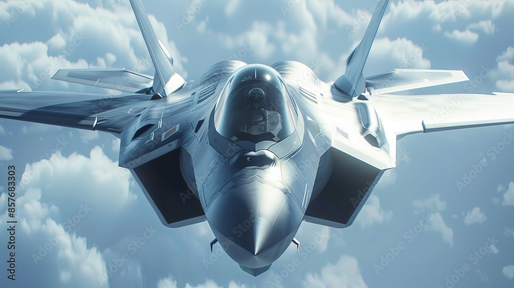 Modern military fighter jet, advanced stealth technology, flying ...