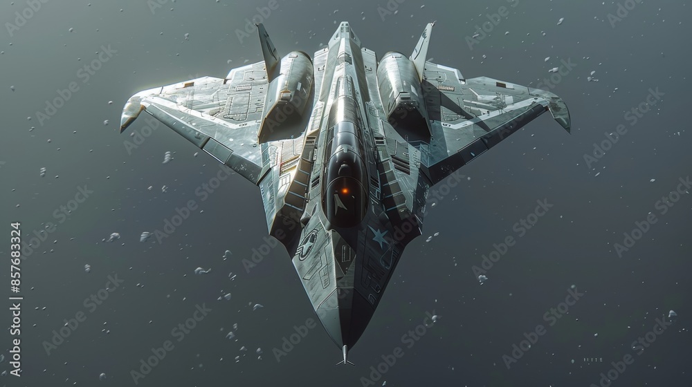 Modern military fighter jet, advanced stealth technology, flying ...