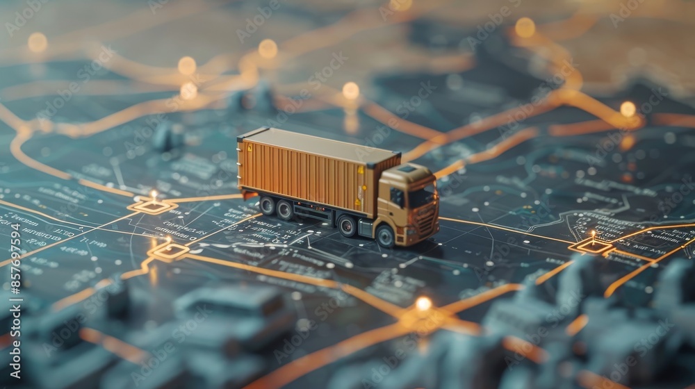 Shipping concept illustration, featuring a logistics map with tracking ...