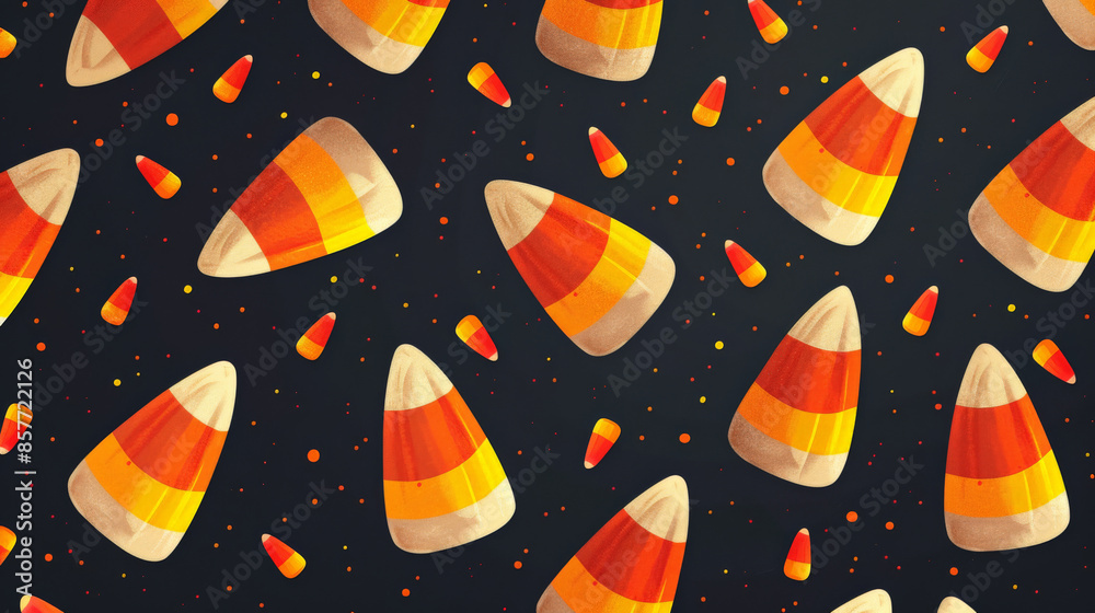 geometric pattern of candy corn shapes in traditional colours, using ...