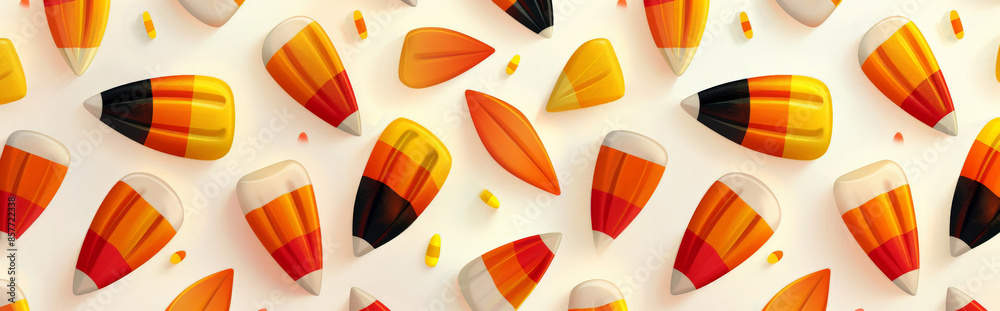 geometric pattern of candy corn shapes in traditional colours, using ...