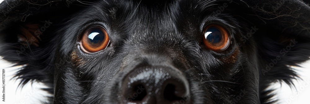 Close-Up Shot of a Dog's Face with Wide Eyes and Long Snout Captured in ...