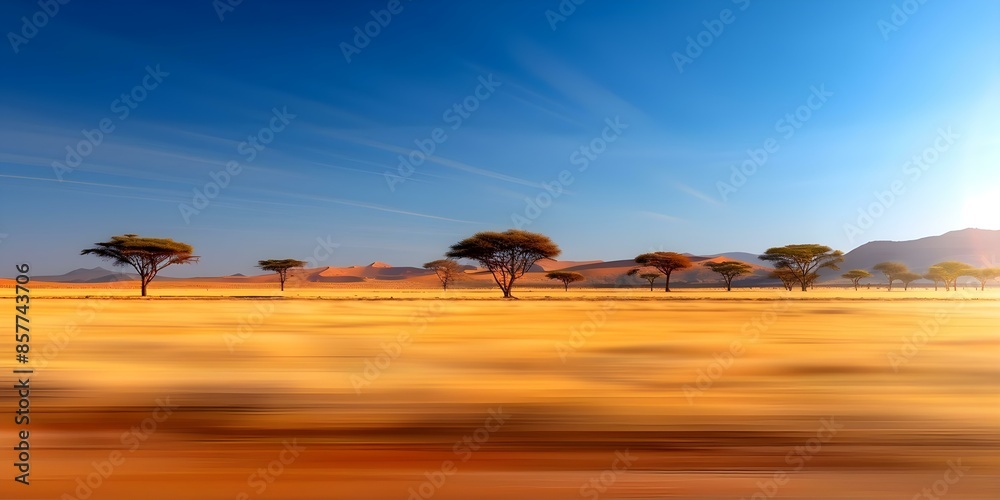 Desert landscape with trees in the background for placeholders or ...