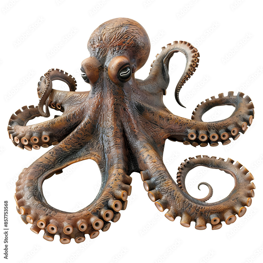 High-resolution image of a realistic octopus with detailed tentacles ...