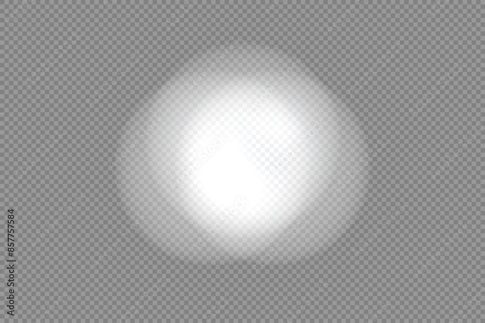 Three transparent round beams of white light overlayed on the wall ...