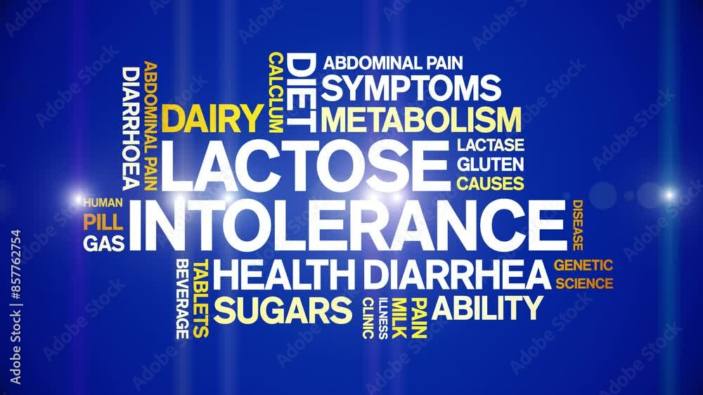 Lactose intolerance animated word cloud;text design animation tag ...