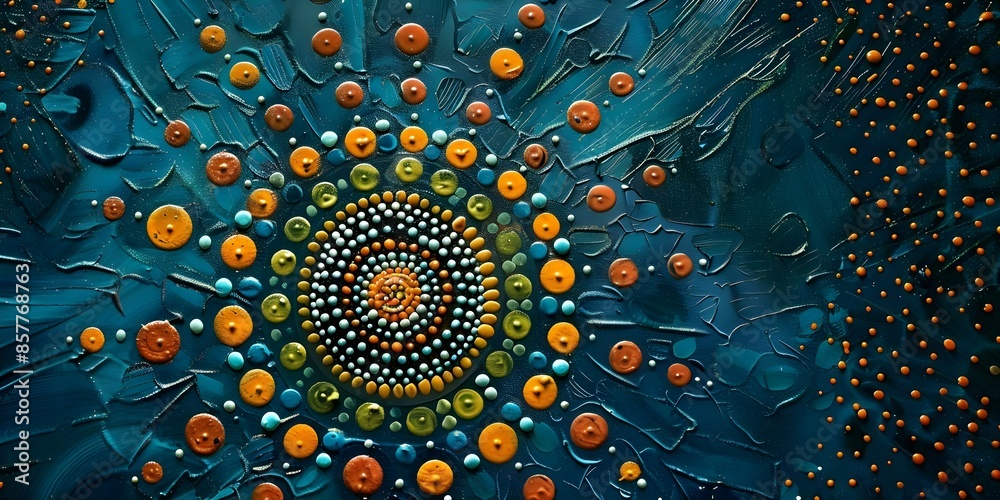 Australian Aboriginal dot painting depicting dreamtime story of the sky ...