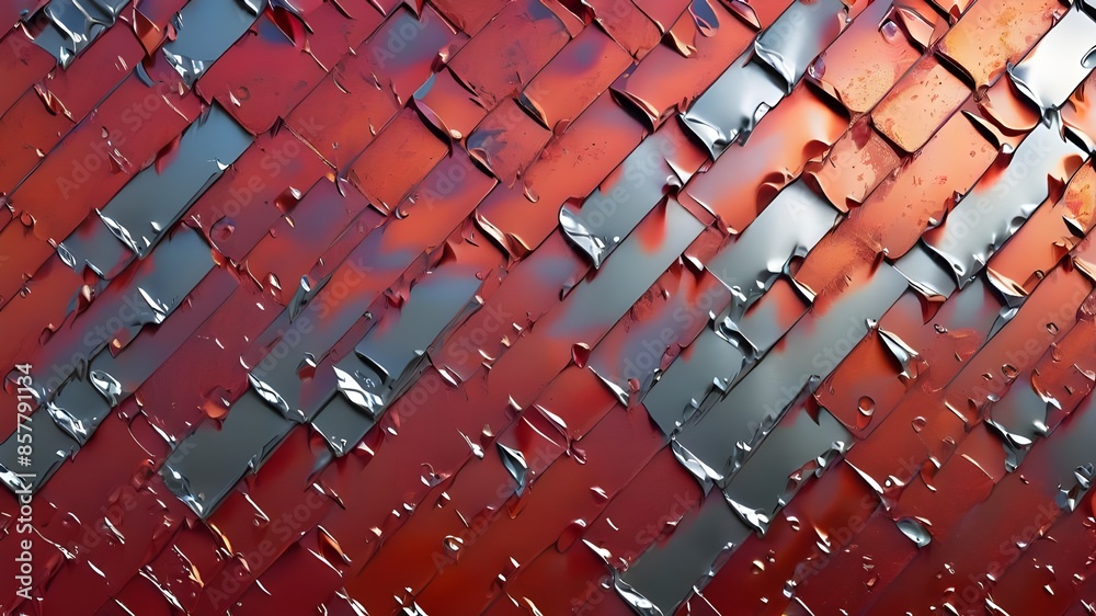 Metal background shiny red chrome metallic with diamond plate texture ...