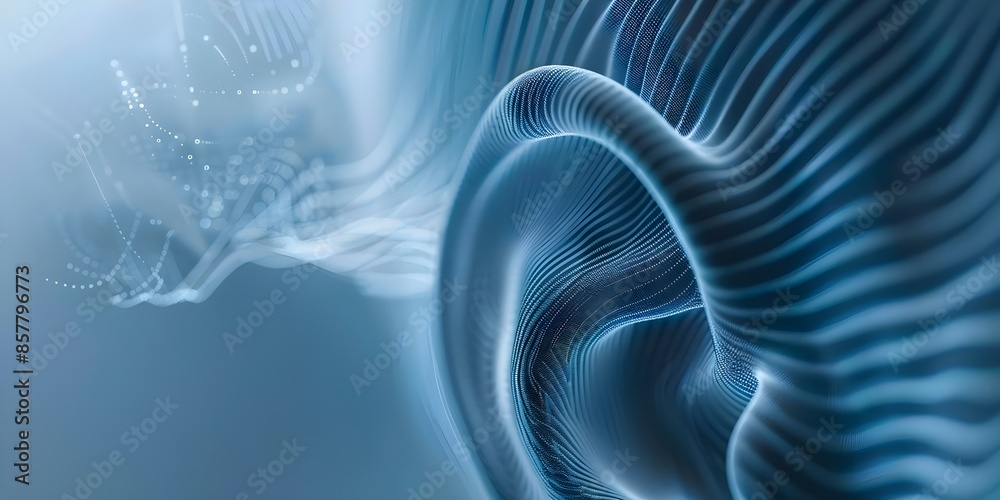 Medical image showing sound wave transmission in the ear for ...