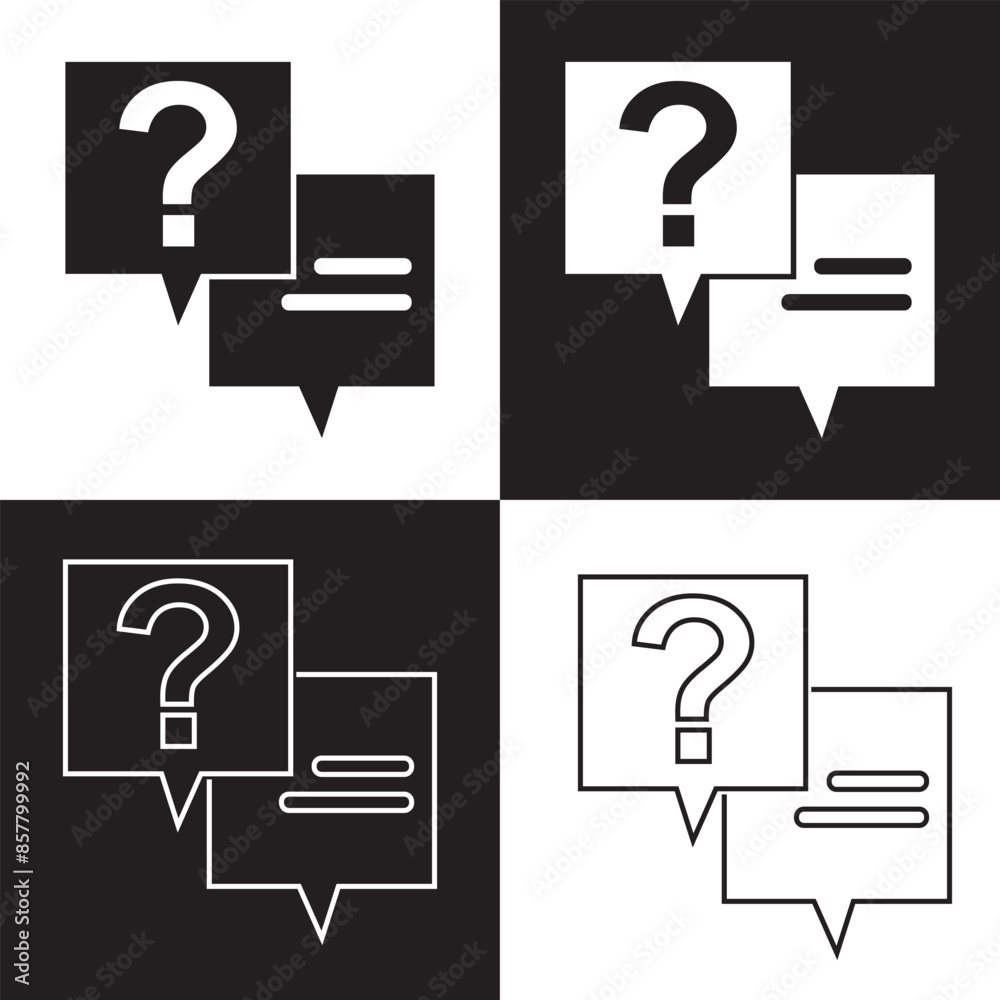 Question mark icon set. Bubble question icon, FAQ questions symbol on a ...