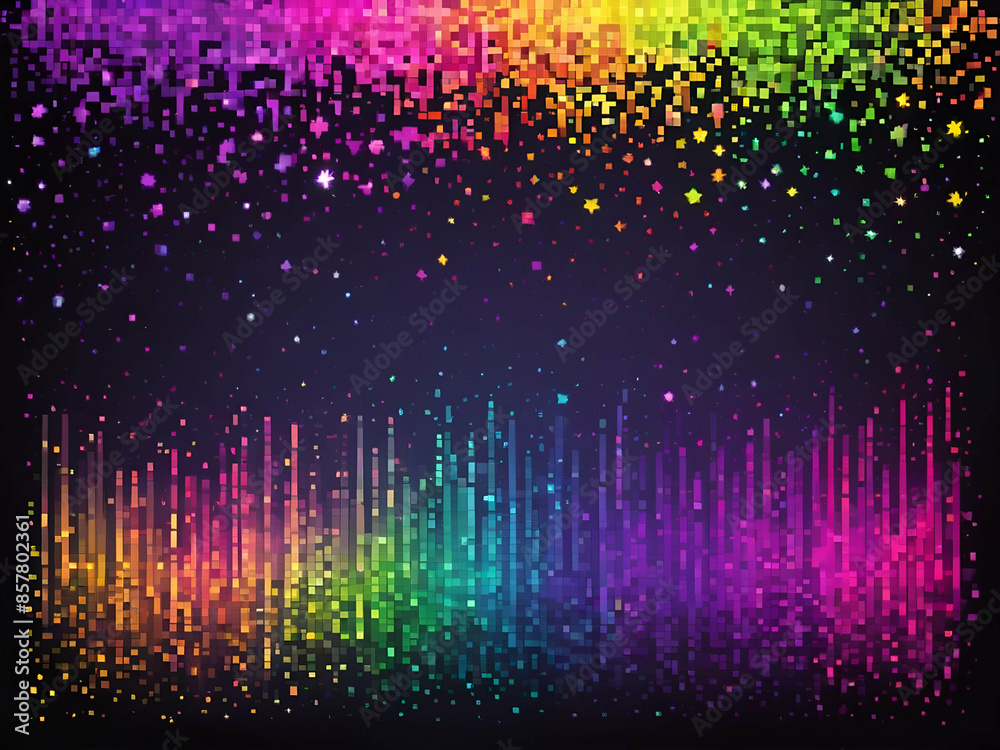 abstract sparkle star pixel, Bright yellow pink purple blue sparkling pixel glitter background ...