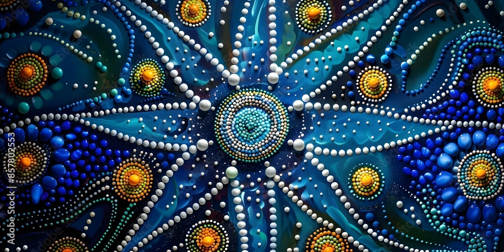 Australian Aboriginal dot painting depicting a dreamtime story of the ...