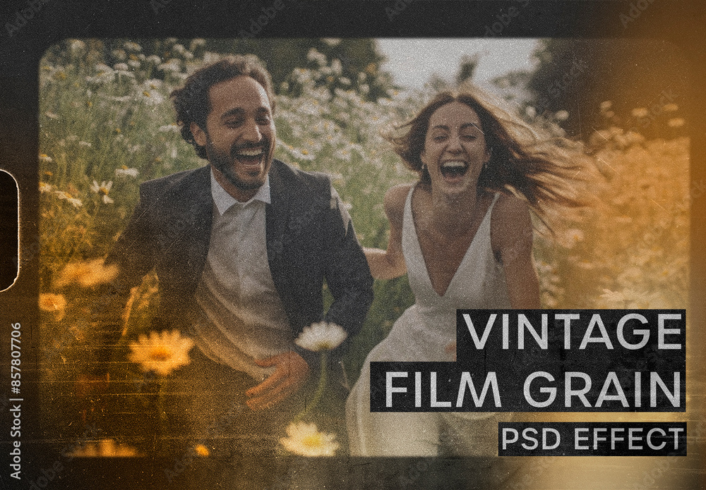 Vintage Film Grain PSD Effect With Generative AI Stock Template | Adobe ...