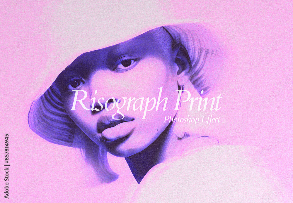 Risograph Print PSD Effect With Generative AI Stock Template | Adobe Stock