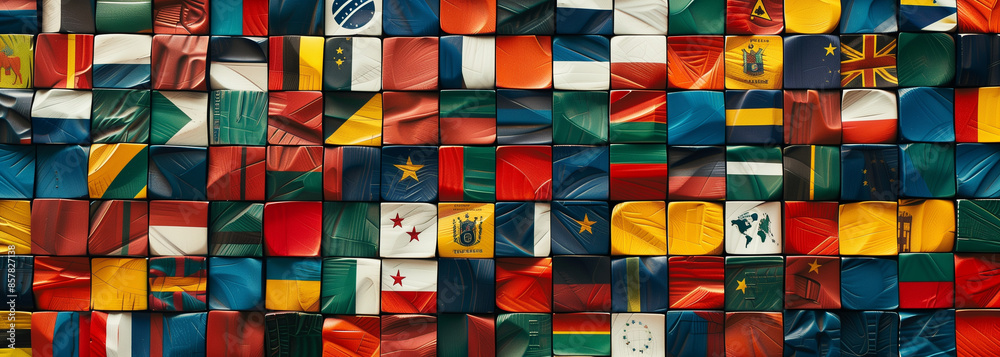 Colorful Crumpled Flags of the World" Stock Photo | Adobe Stock