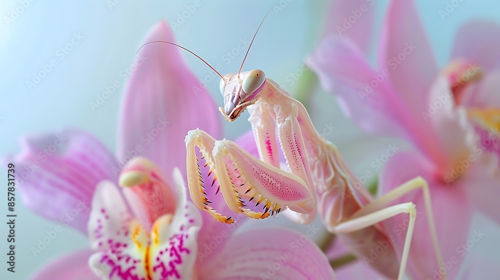 Orchid mantis preying pink orchid mantis hymenopus coronatus Stock ...