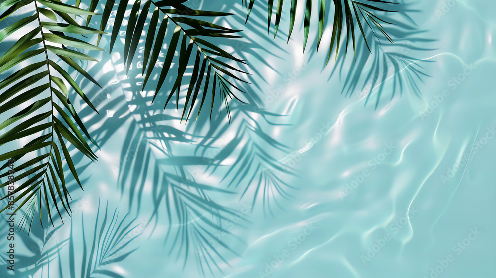 Clean Water Texture. Realistic Water Surface Overlay with tropical leaf ...