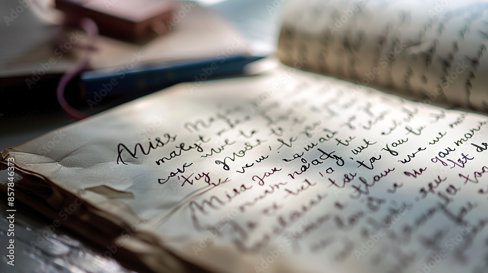 Handwritten Letter with the Words "I Miss You" in Cursive on Sketch ...