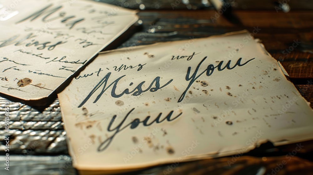 Handwritten Letter with the Words "I Miss You" in Cursive on Sketch ...