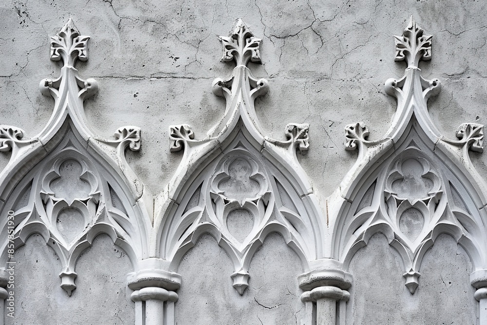 Gothic Revival Stucco: Gothic-inspired stucco molding with pointed ...
