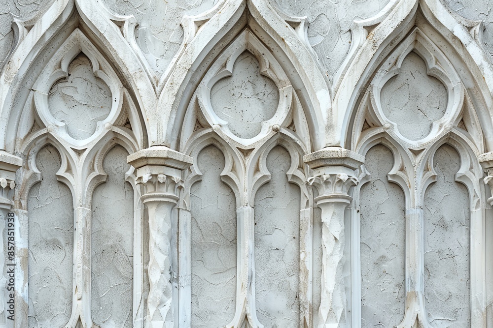 Gothic Revival Stucco: Gothic-inspired stucco molding with pointed ...