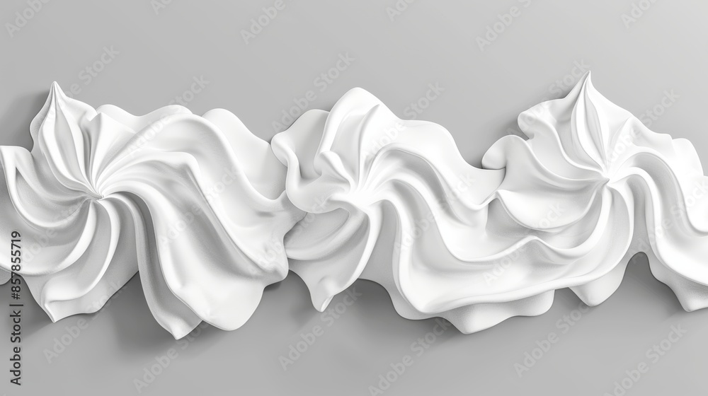 Whipped cream border 3d modern illustration isolated on white ...