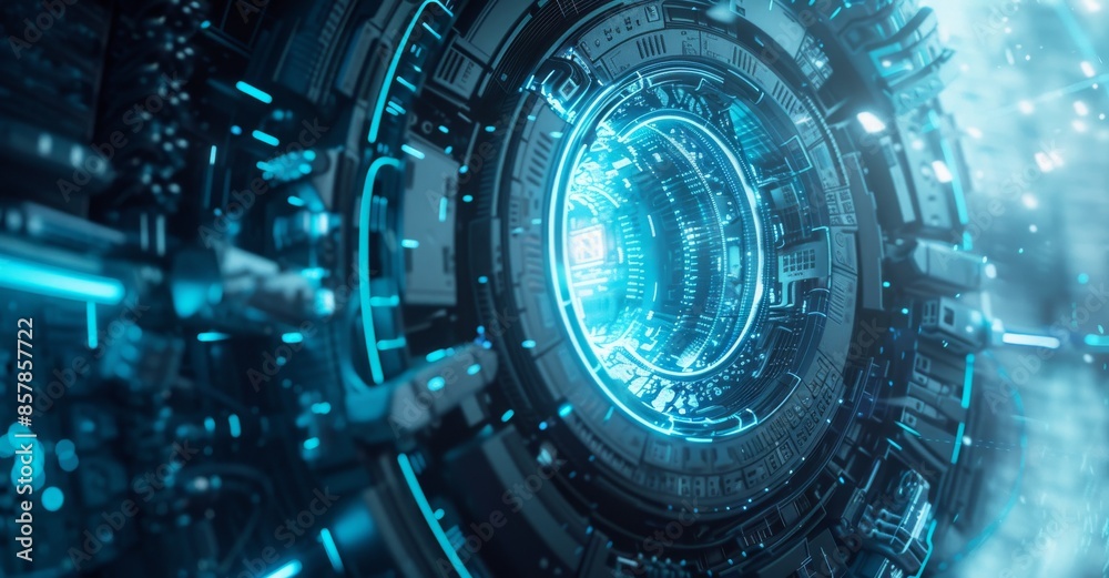 Hologram background of the server room with the patch cord and contacts ...