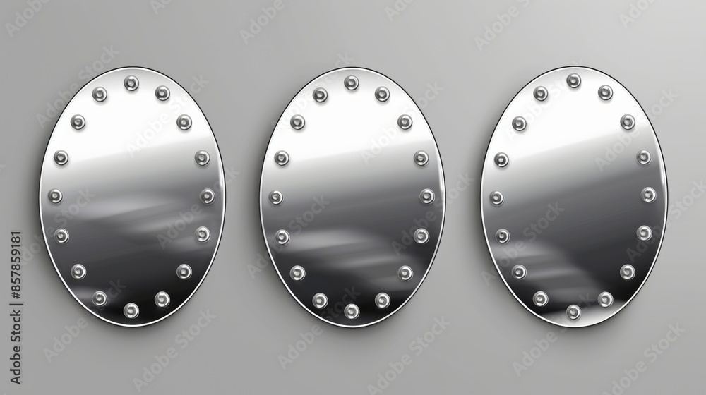 Metal steel tags isolated on black background. Modern realistic ...