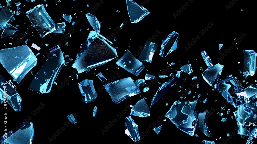 Realistic modern illustration of transparent crashed shards of ice and ...