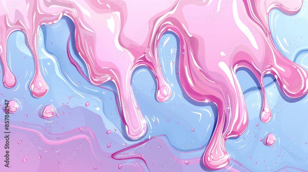 Three layers of pastel colored ice cream drips. Realistic modern ...