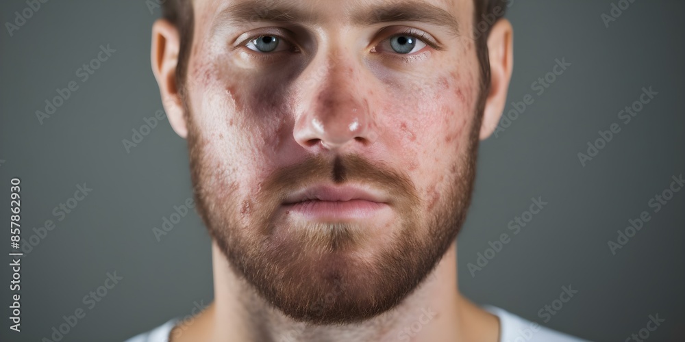 Man with facial rash likely due to lupus a medical condition. Concept ...