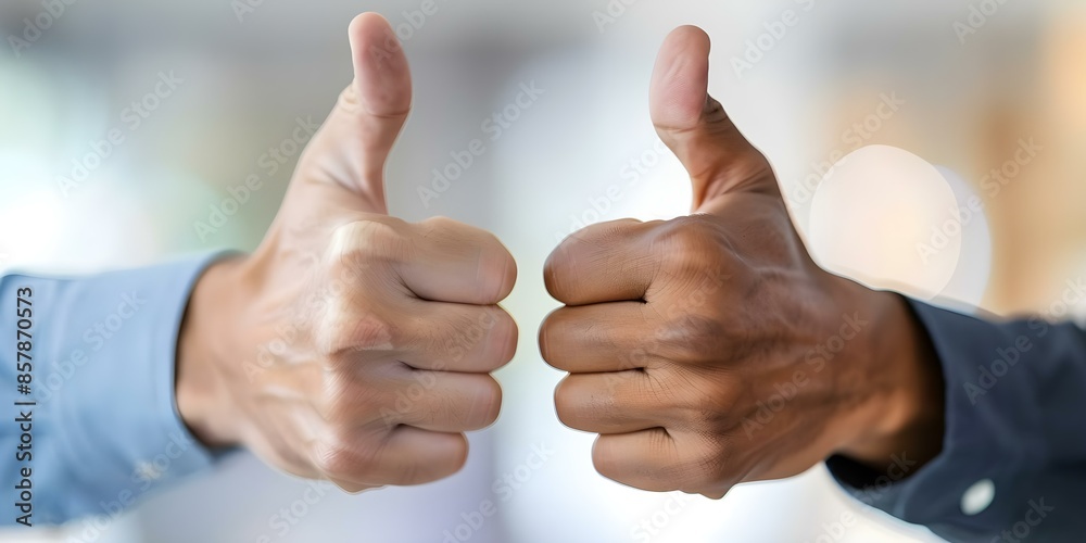 Businesspeople showing support and agreement with thumbs up gestures ...