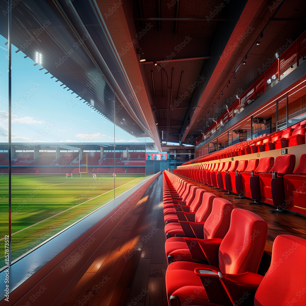 Red seats in a vip area of a sports stadium Stock Photo | Adobe Stock
