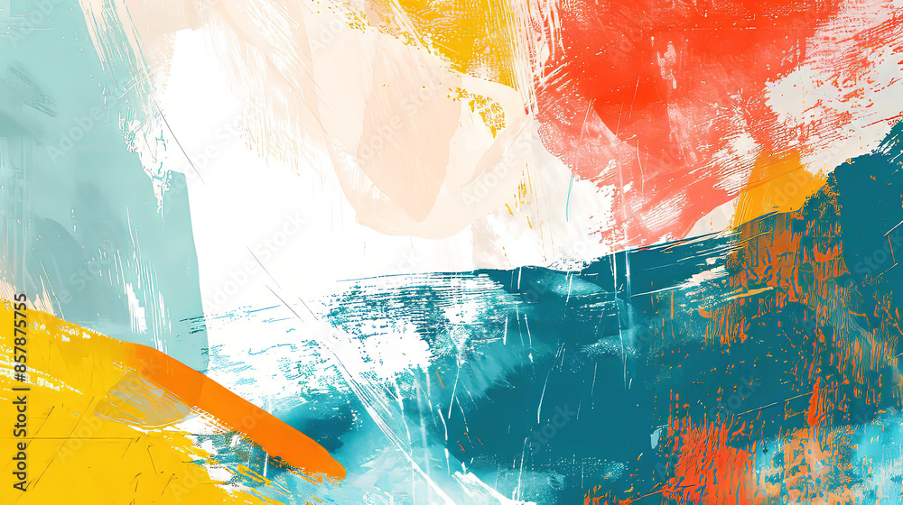 Vibrant Neo-figurative style abstract background with analogous color ...