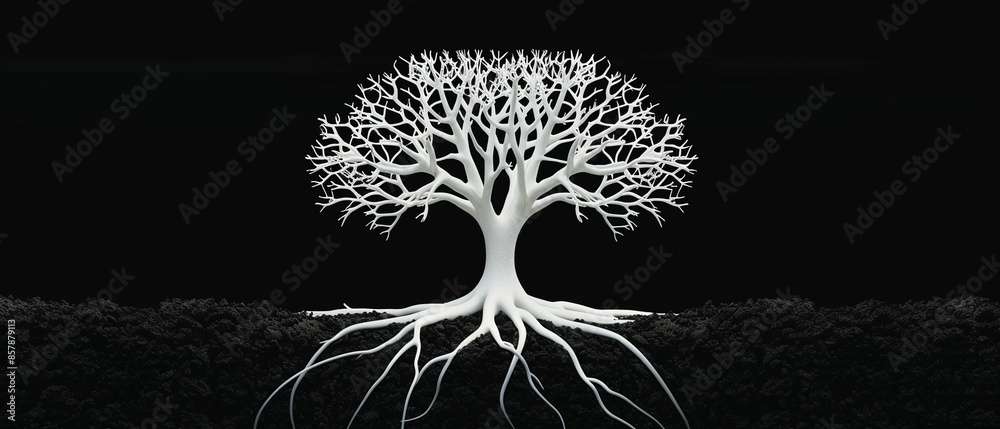 Mycelial structure spreading through a rich soil crosssection, fine ...