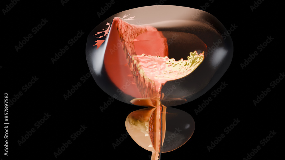 urinary or excretory system, detailed male bladder and prostate gland ...