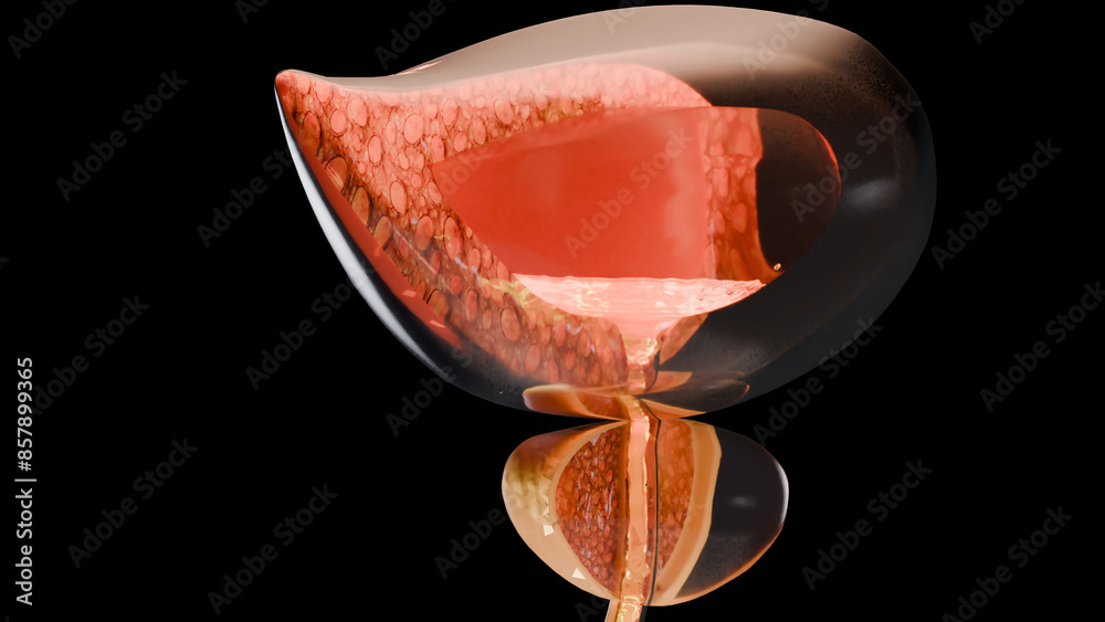 urinary or excretory system, detailed male bladder and prostate gland ...