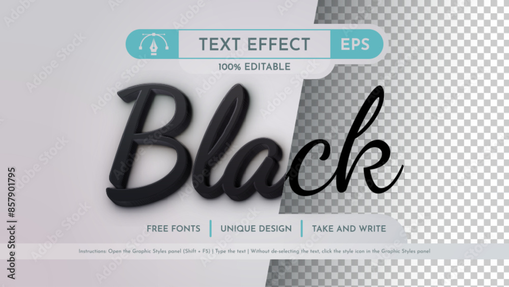 Dark Black Editable Text Effect, Graphic Style. Vector Mockup and ...