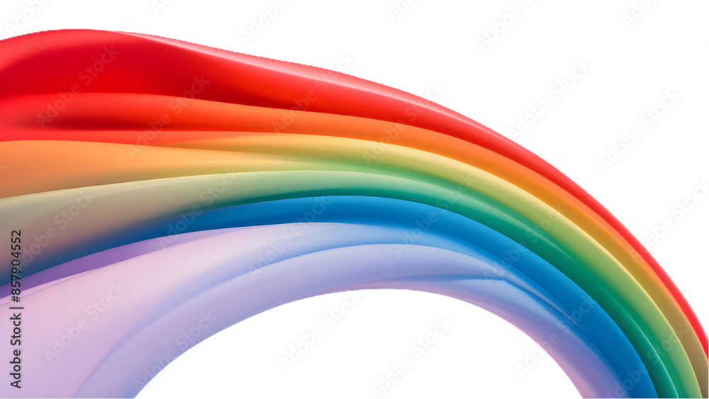 A vibrant rainbow arching across a transparent background. The rainbow ...