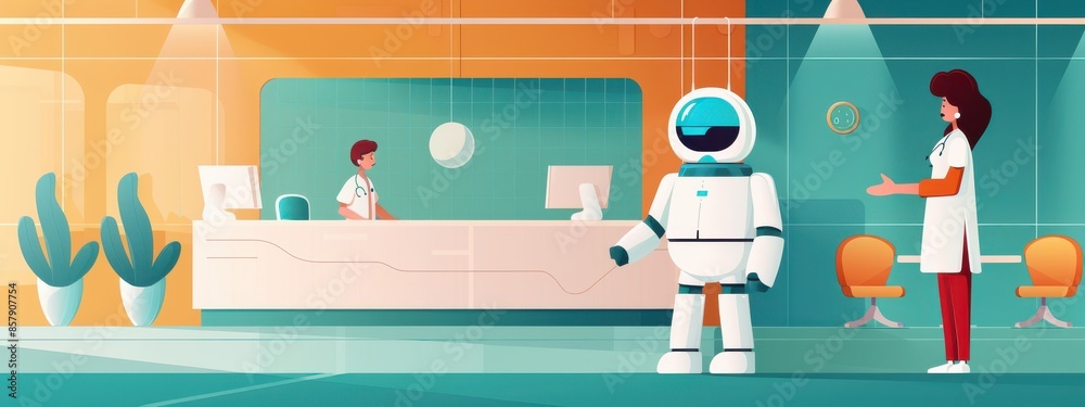 AI Health Bot in a Pediatric Clinic: A friendly, cartoon-like AI health ...
