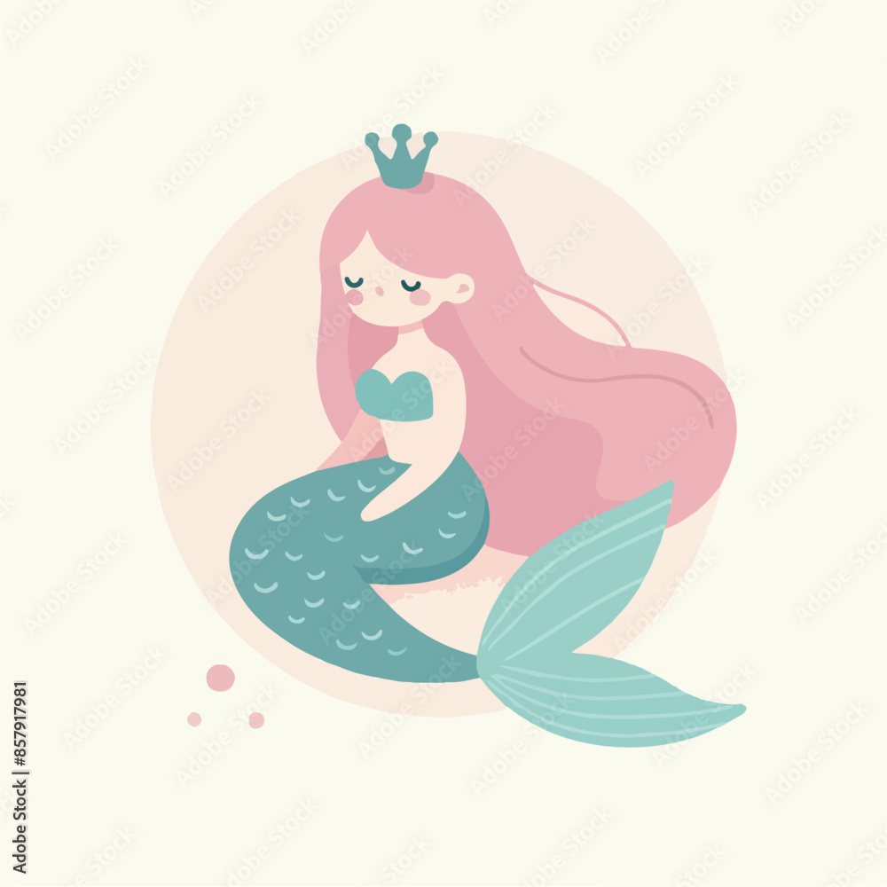 Cartoon illustration of cute mermaid. vector illustration Stock Vector ...