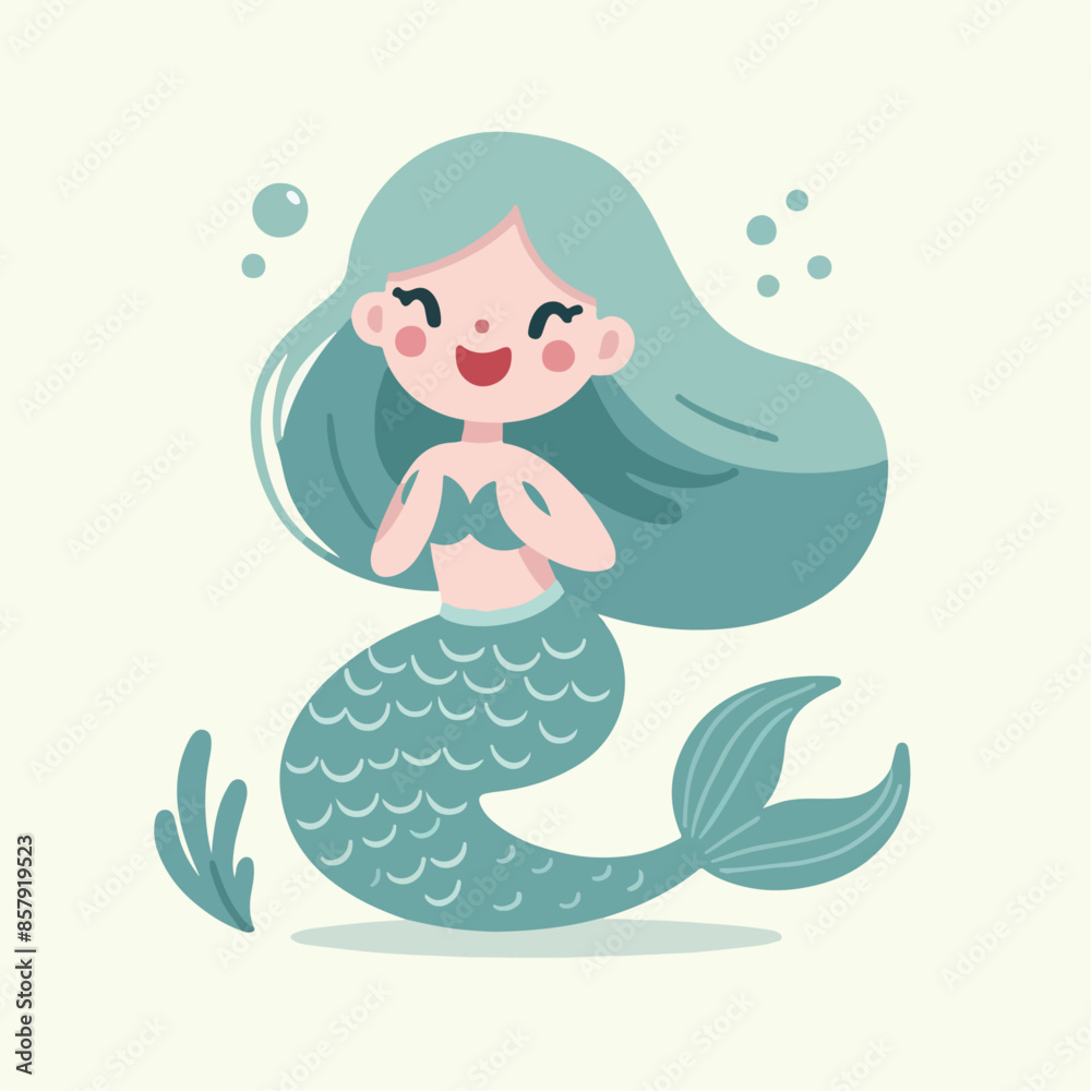 Cartoon illustration of cute mermaid. vector illustration Stock Vector ...