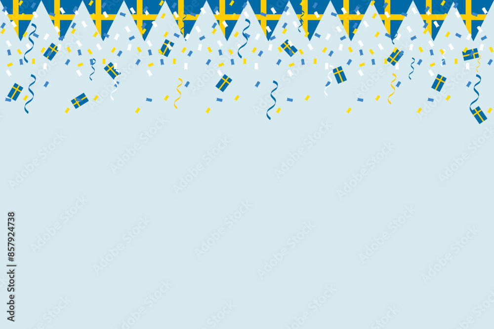 Flag of Sweden bunting confetti background frame border for ceremony ...