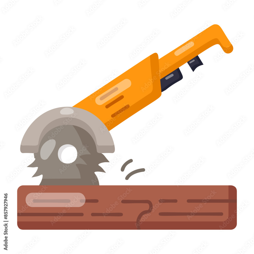 Cutting plywood Sheet using powerful disc tool concept vector color ...