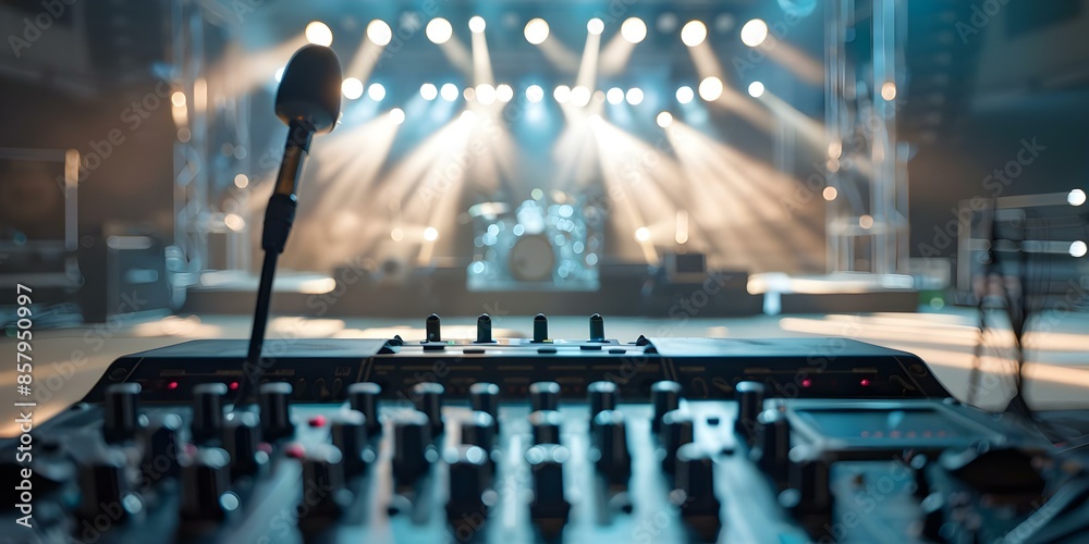 Live stage production with rigging lighting and PA systems in a venue ...
